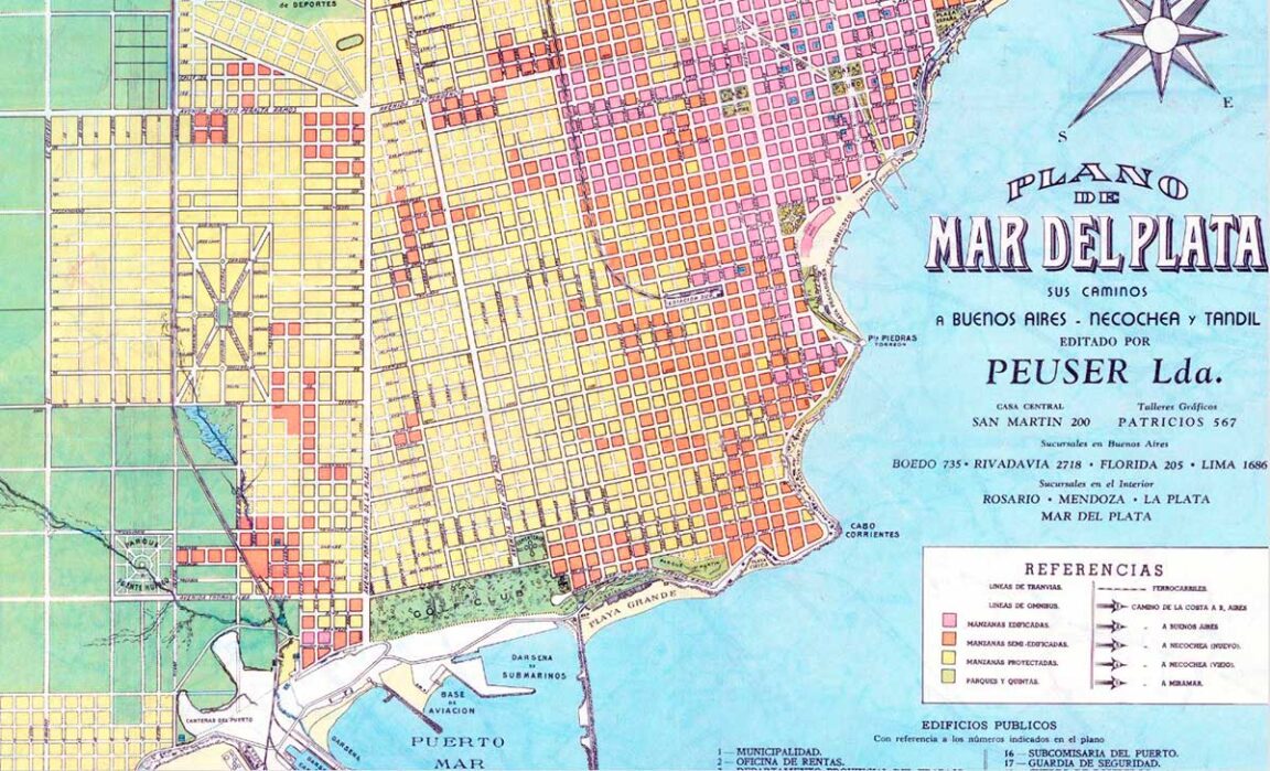 Plano de Mar del Plata de 1930 - Editorial Peuser | VIEJOS MAPAS