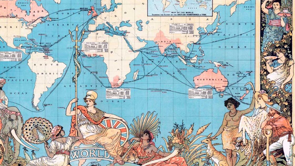 Mapa del Imperio británico en todo el mundo – 1850 aprox. - VIEJOS MAPAS
