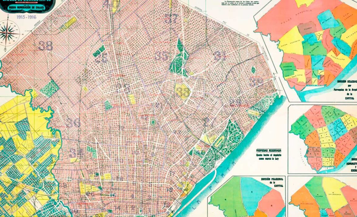 Plano de la ciudad de Buenos Aires con la nueva numeración de calles ...